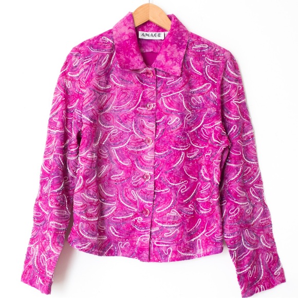 Anage | Jackets & Coats | Anage Vintage 9s00s Pink Embroidered Long ...